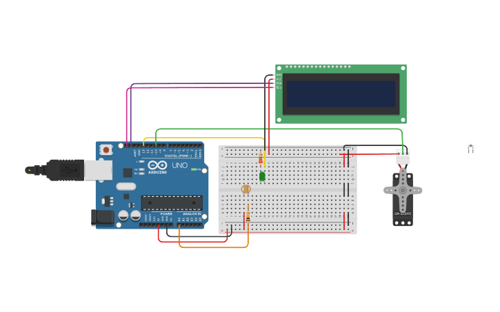 Circuit design Led, Cerradura y Lcd - Tinkercad