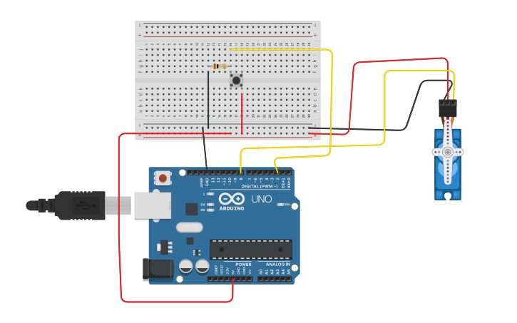 Circuit design Motor con pulsador - Tinkercad