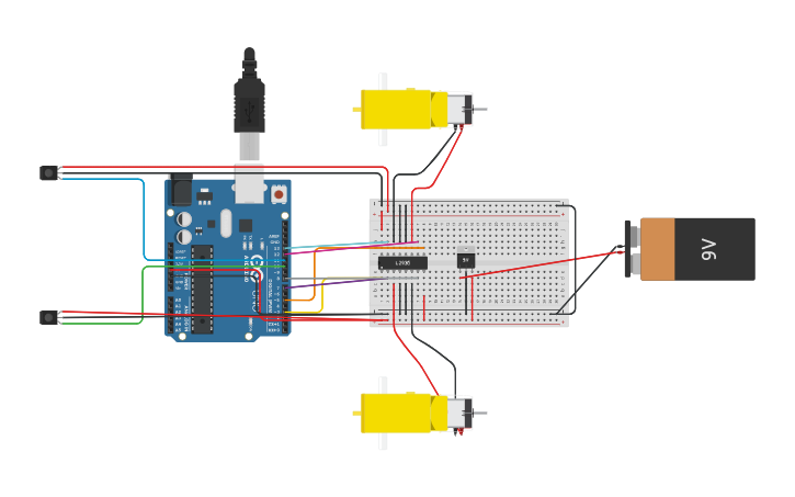 Circuit design Line Following Robot - Tinkercad