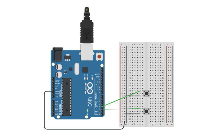 Circuit design Counting to 10 with interrupts | Tinkercad