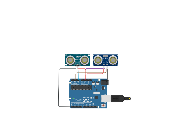 Circuit Design Simulation Test Capteurs Distance Tinkercad