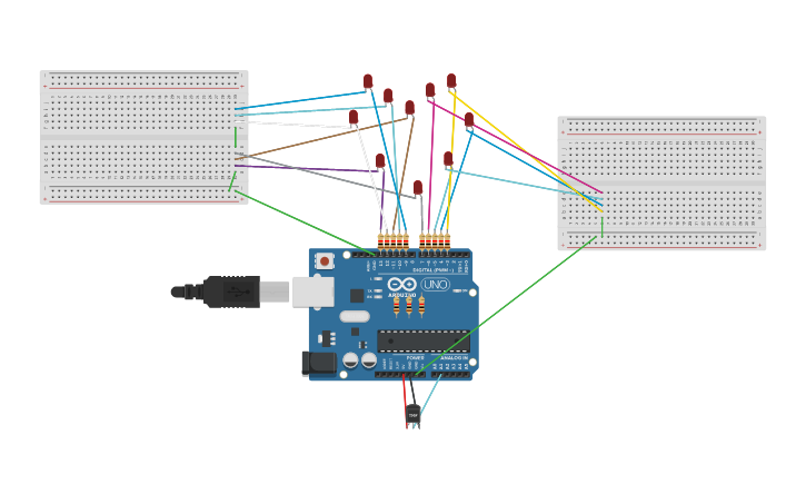 Circuit design LoveMeter red-led-HEART - Tinkercad