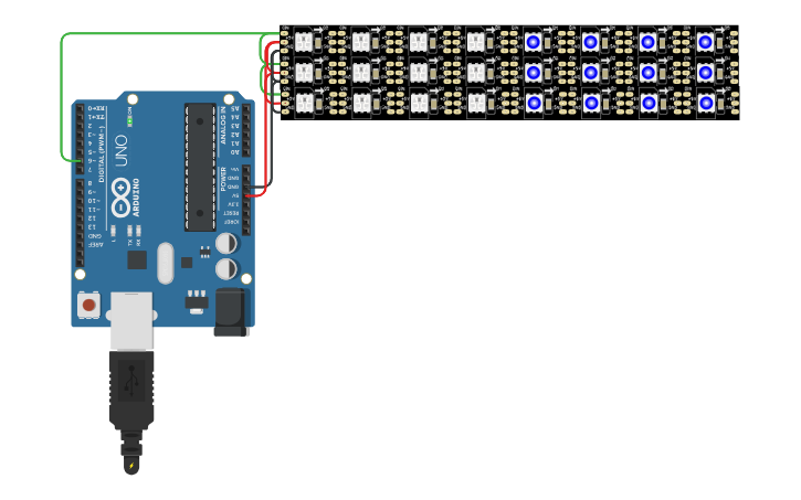 Circuit design Neopixels Emergency Lights - Tinkercad