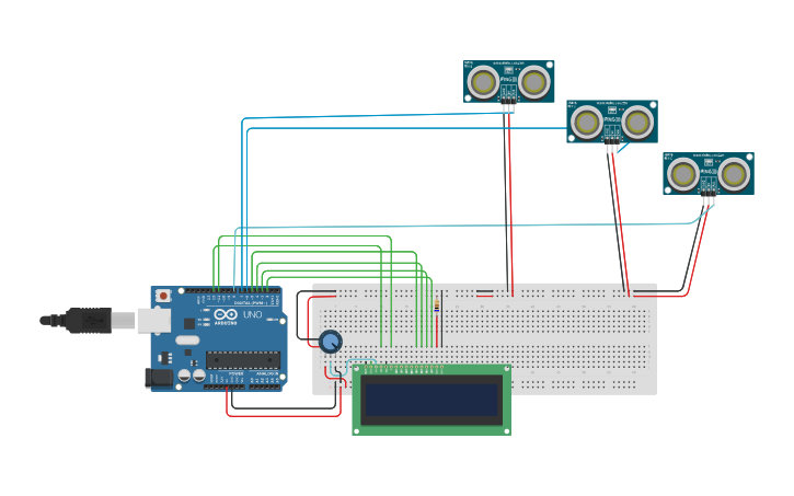 Circuit design Parking Free slot detection - Tinkercad