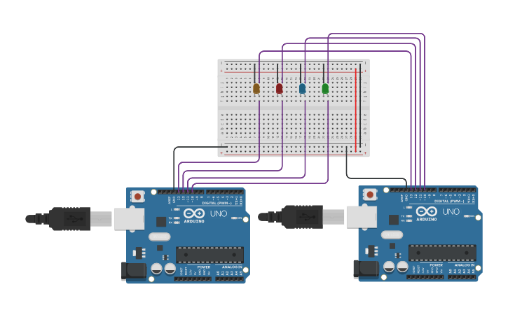 Circuit design SPI entre 2 arduino - Tinkercad