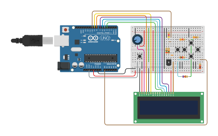 Circuit design Simulate keypadShield LCD 16x2 - Tinkercad