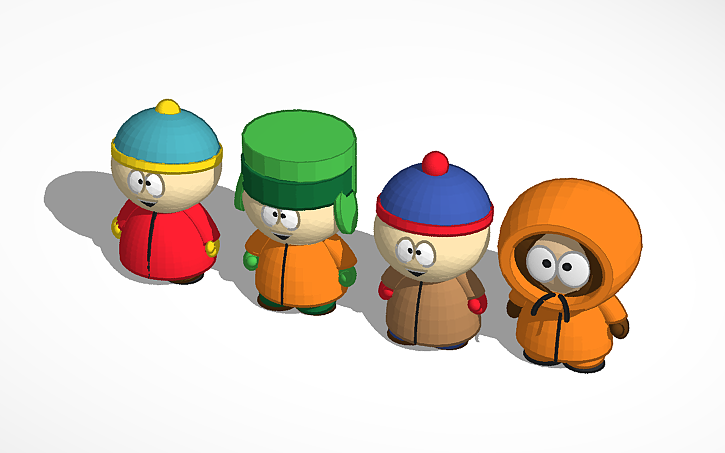 3D design The main 4 of South Park - Tinkercad