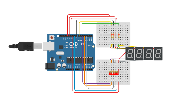 Circuit design 7-Segment 4-Digit LED Display - Tinkercad