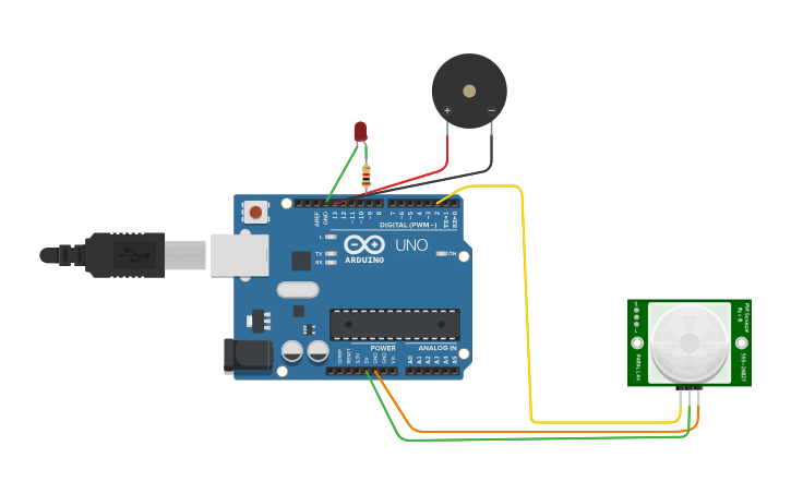Circuit Design Theft Alarm System Tinkercad