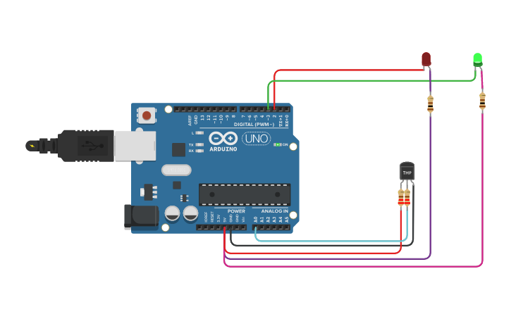 Circuit design sensor suhu | Tinkercad Circuit design sensor suhu | Tinkercad