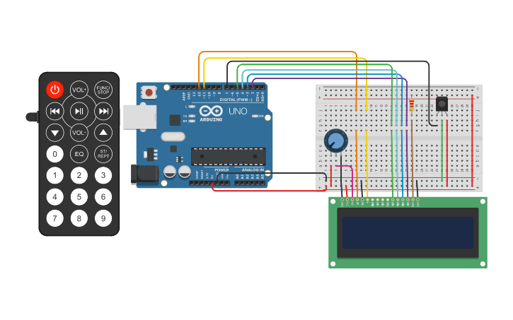 Circuit design LCD + Temp Sensor | Tinkercad