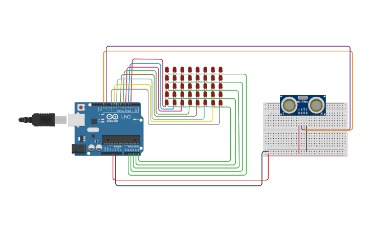 Circuit design Copy of 5x8 LED MATRIX (A) | Tinkercad