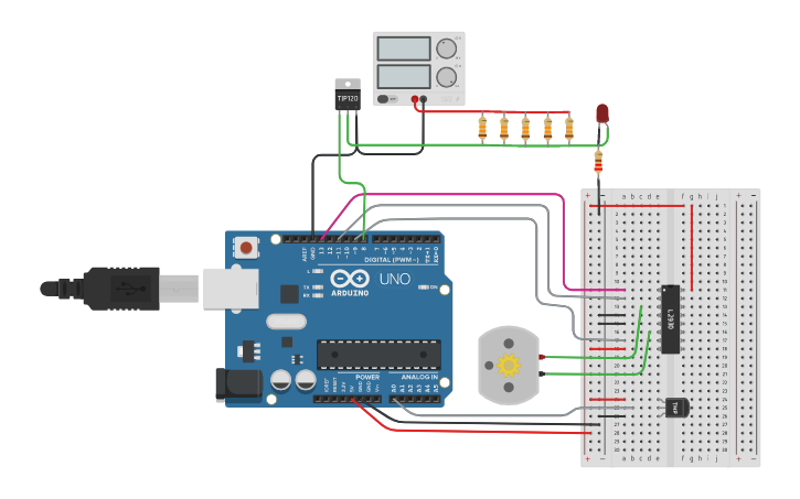 Circuit design solar water system control | Tinkercad