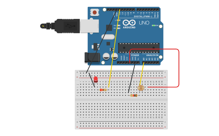 Circuit design Sensor de oscuridad - Tinkercad