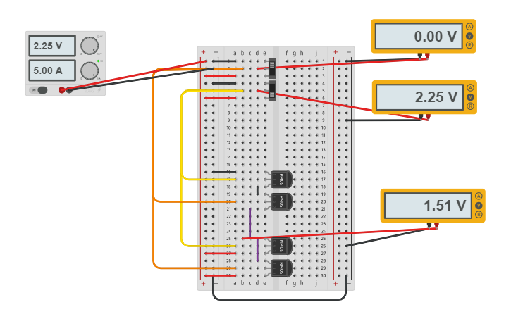 Circuit design NOR2 CMOS - Tinkercad