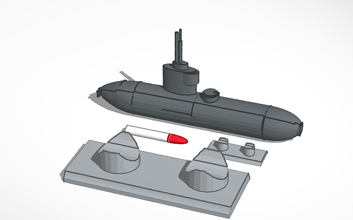 3D design Submarine with stand V.1 | Tinkercad