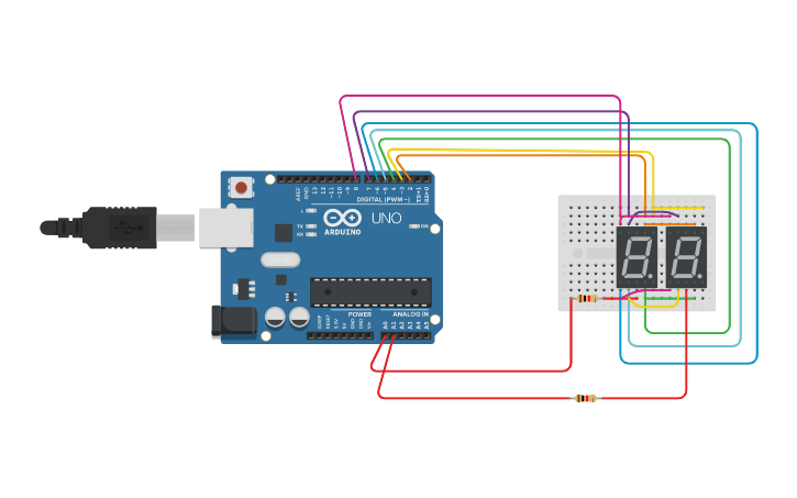 Circuit design Copy of Copy of Even and Odd Counter - 7 segment - Tinkercad