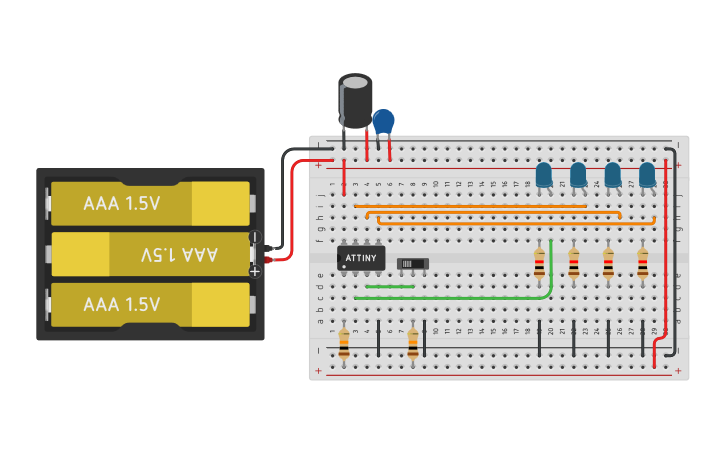 Circuit Design Led Effects On An Attiny Using 2d Array For Effects