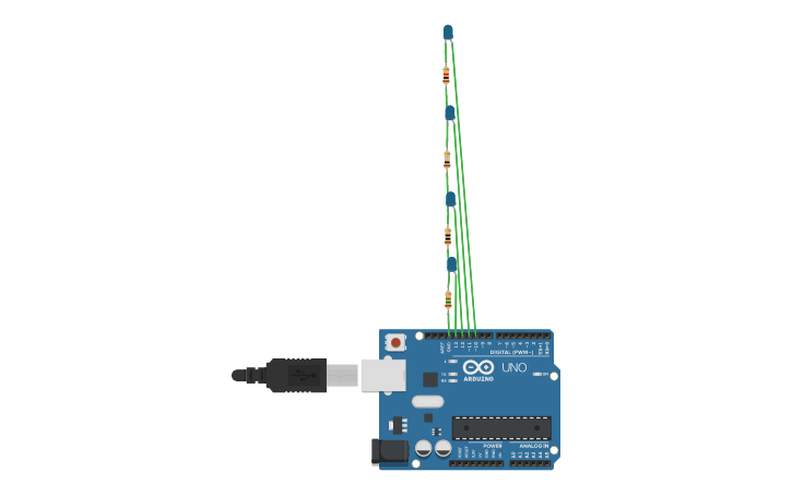 Circuit design multi blink lights | Tinkercad