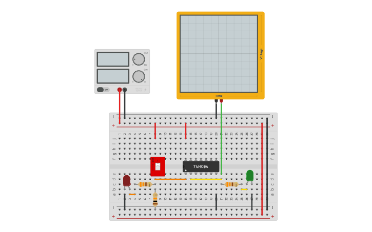 Circuit design Compuerta NOT - Tinkercad