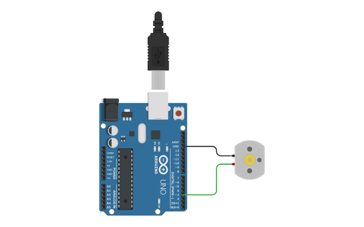 Circuit design Projeto 3A - PWM com Motor DC | Tinkercad