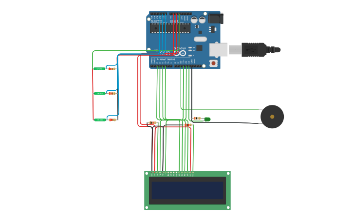 Circuit design PROJECT EARTHQUAKE SENSOR DETECTION - Tinkercad