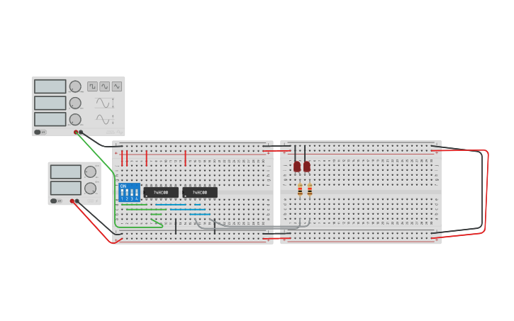 Circuit design flip flop T - Tinkercad