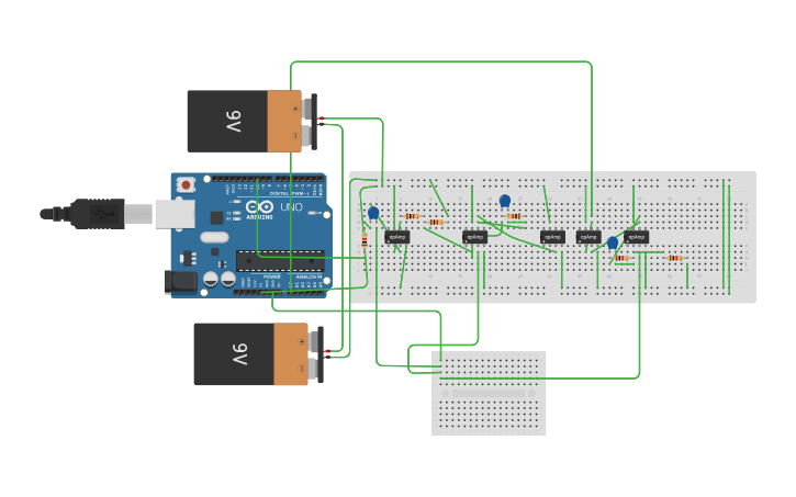 Circuit design Copy of Breadboard - Tinkercad