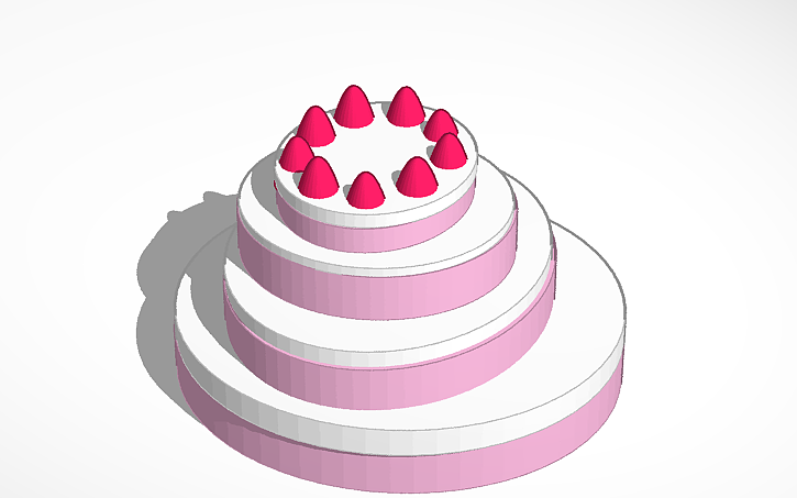 3D design Strawberry Cake - Tinkercad