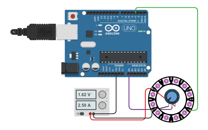 Circuit design NeoPixel Ring | Tinkercad