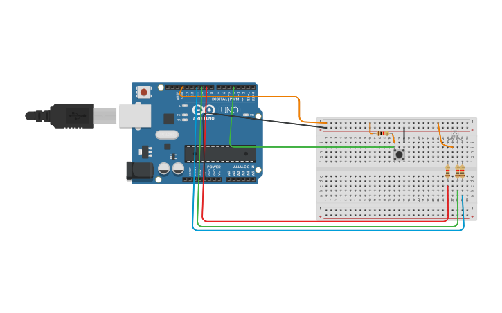 Circuit design Arduino ile Butonla RGB Led Kontrolü | Tinkercad