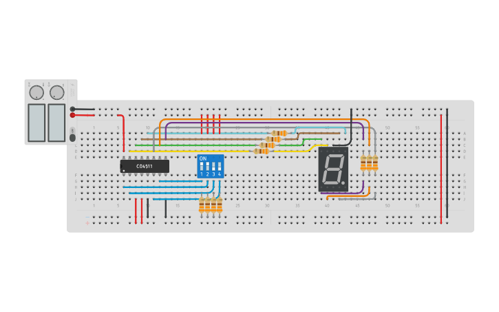 Circuit design CPE013-7 segments - Tinkercad