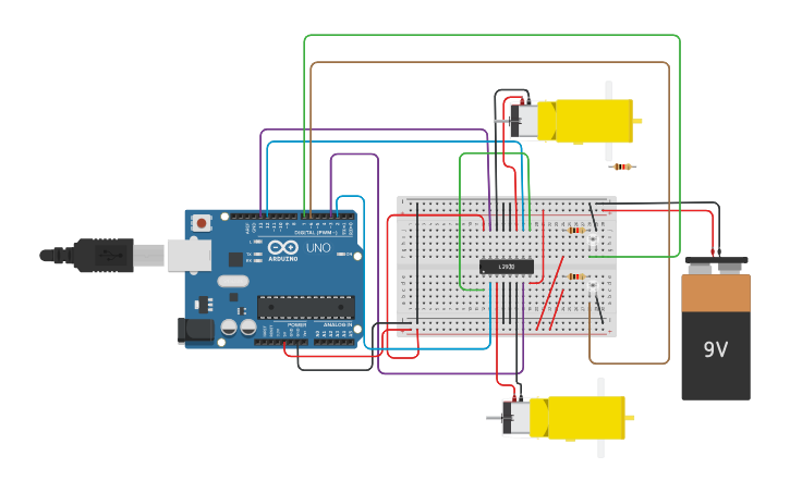Circuit design ROBO SEGUIDOR DE LINHA - Tinkercad