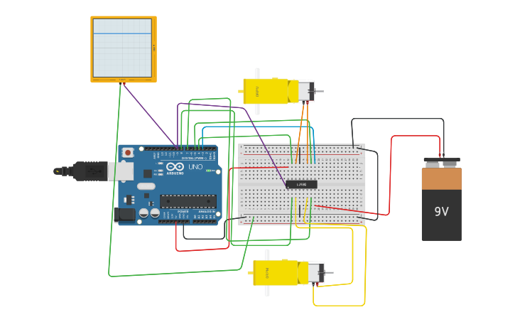 Circuit design בדיקת l293d - Tinkercad