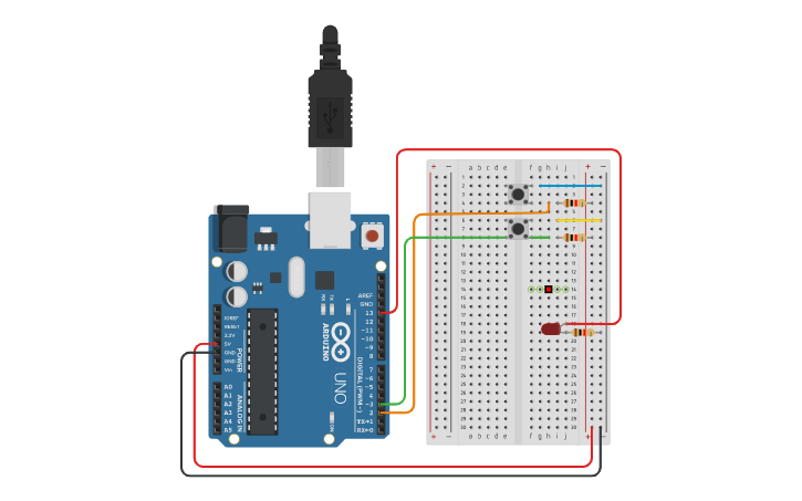 Circuit design Experiment #5: Push Buttons - Tinkercad
