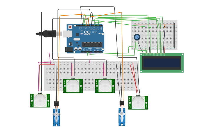 Circuit design SMART PARKING SYSTEM - Tinkercad
