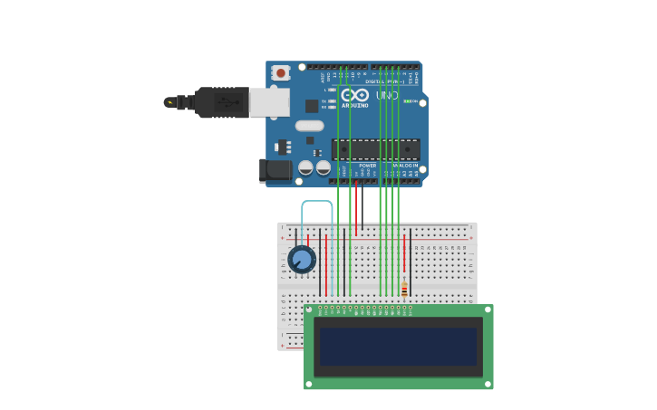 Circuit design Copy of Amilton - Projeto (Painel eletrônico com LCD 16x2 ) | Tinkercad