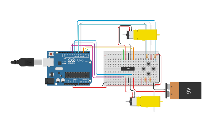 Circuit design Práctica 3.5 Control de dos motores DC con puente H ...