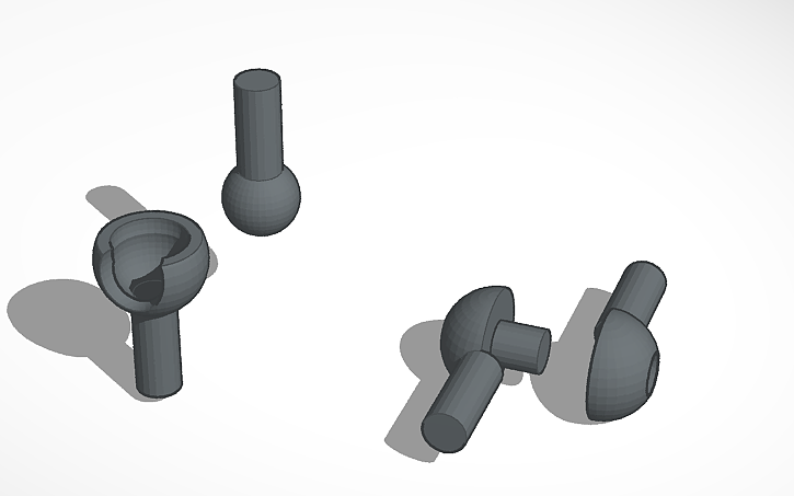 3D design ball clip and ratchet joints - Tinkercad