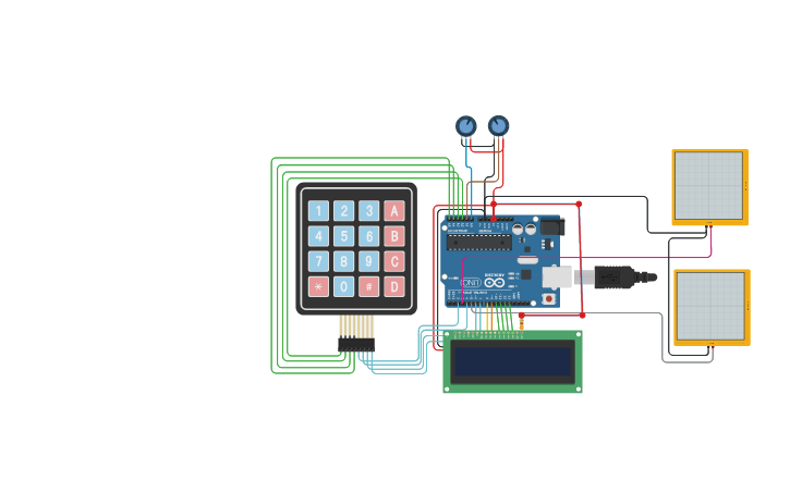 Circuit design Projeto LCD Teclado e PWM - Tinkercad