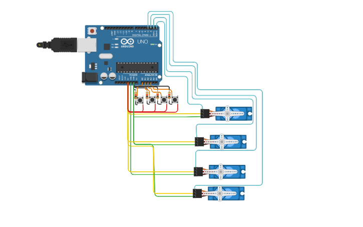 Circuit design Animatronic motor control - Tinkercad