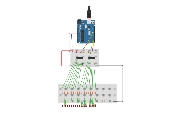 Circuit design Shift registers - Tinkercad