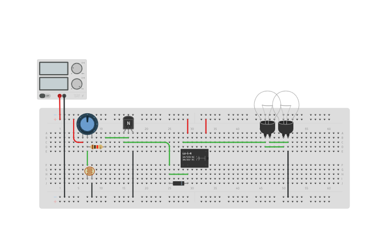 Circuit design transistor rele - Tinkercad