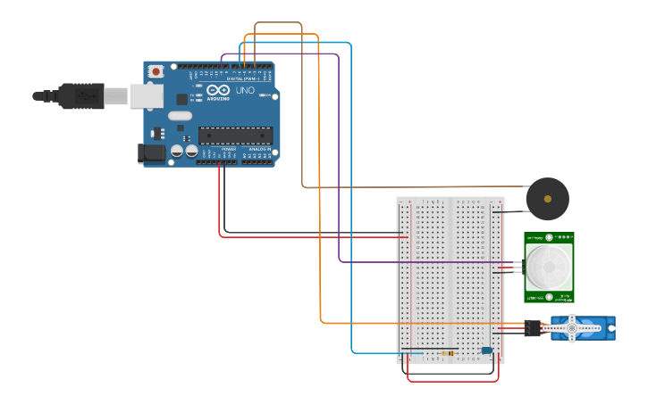Circuit Design Led Buzz Servo Tinkercad