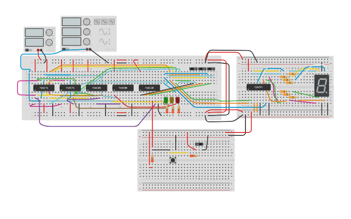 Circuit design 7seg Synchronous Counter programmable reset | Tinkercad