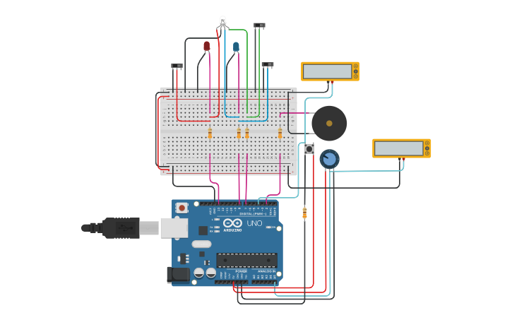 Circuit design Cod Morse cu 2 led-uri si mini-speaker | Tinkercad