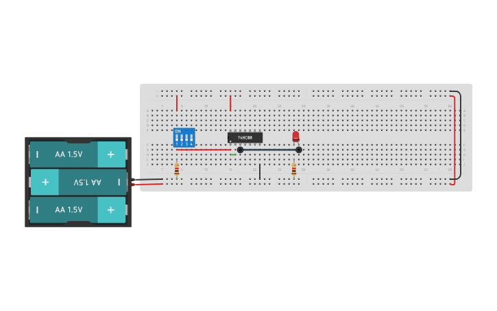 Circuit design Puerta NOT con NAND | Tinkercad Circuit design Puerta NOT con NAND | Tinkercad
