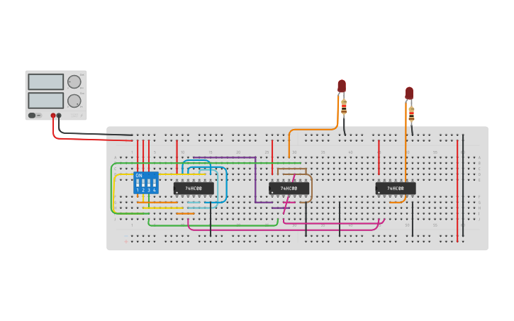 Circuit design FULL ADDAER USING NAND GATES 7400 - Tinkercad