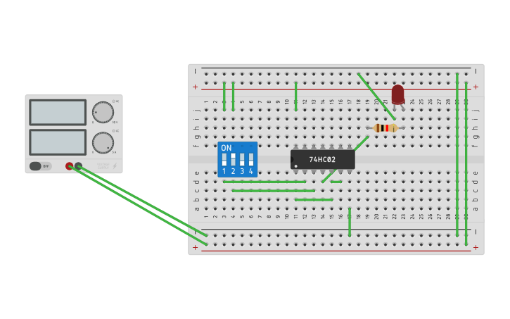 Circuit design or gate using nor - Tinkercad