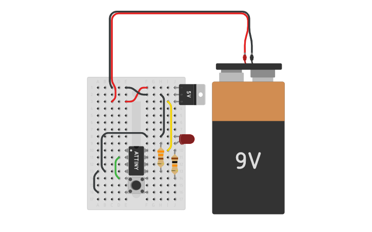 Circuit design Arduino "Miniaturization" - Soft Power Button Flashlight | Tinkercad
